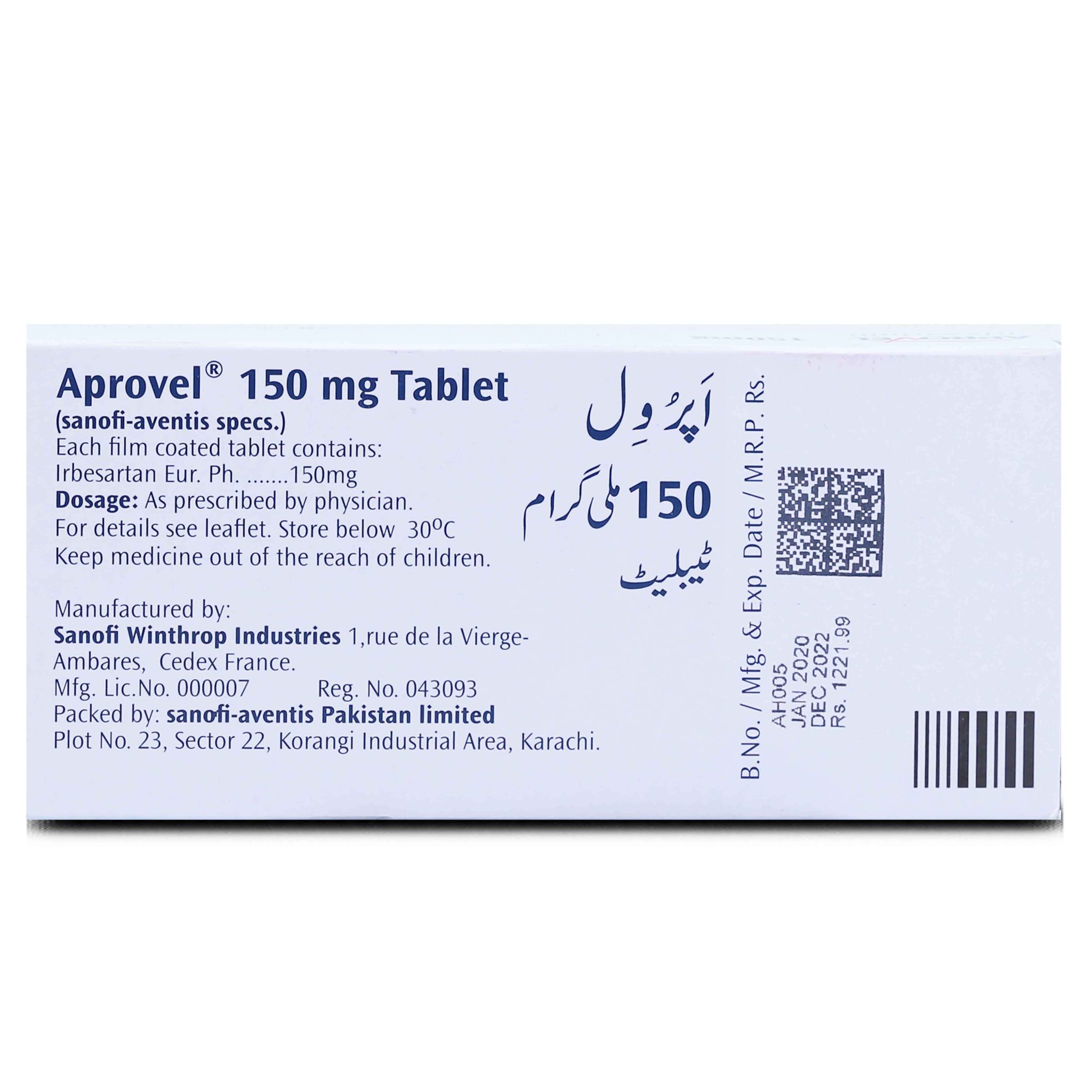 Aprovel 150mg Tablet 14 'S - Uses, Benefits, Side Effects