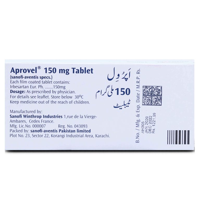 Aprovel 150mg Tablet 14 'S - Uses, Benefits, Side Effects