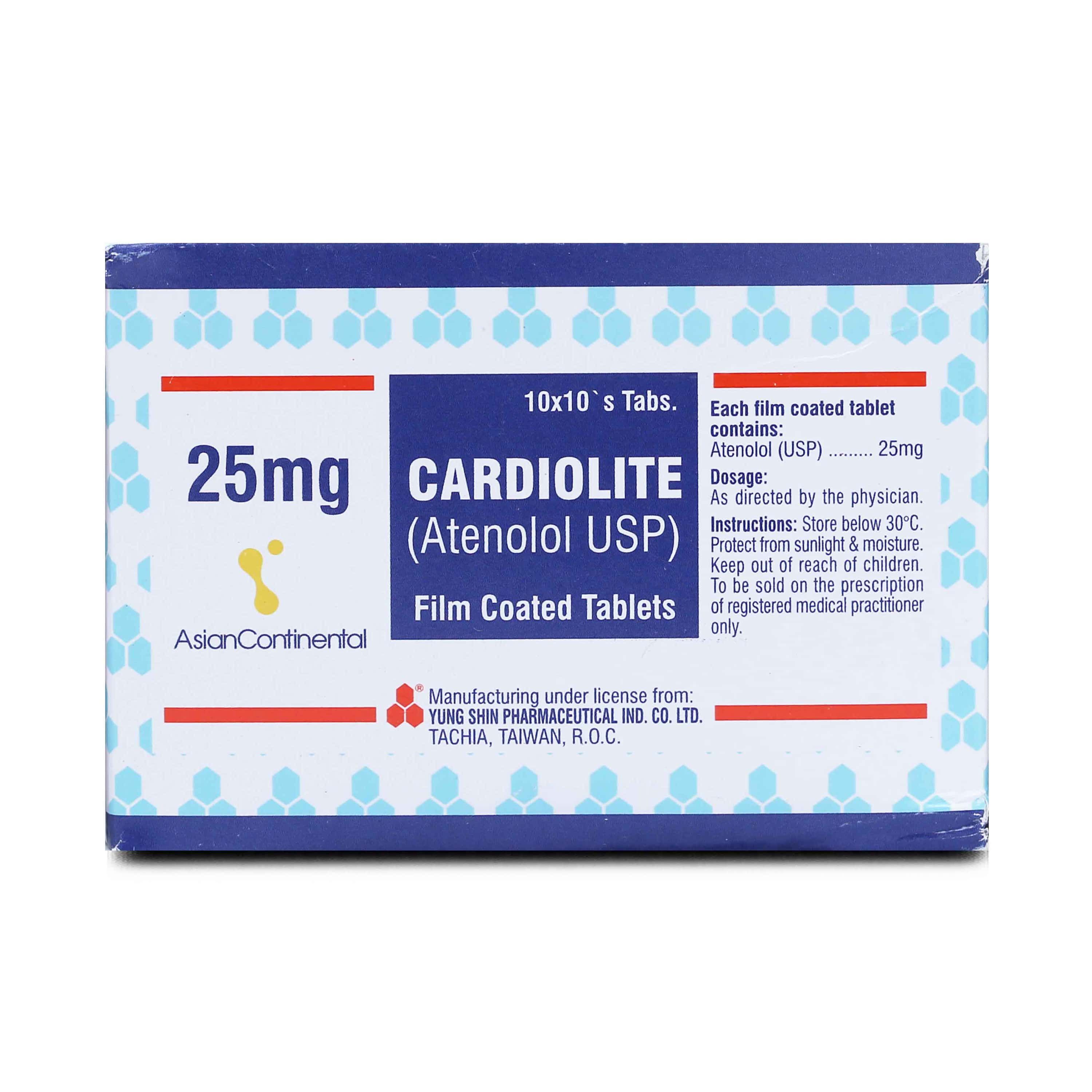 Cardiolite 25mg Tablet 10 'S - Uses, Benefits, Side Effects