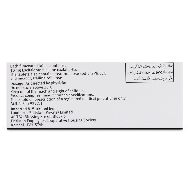 Cipralex 10mg Tablet 14 'S - Uses, Benefits, Side Effects