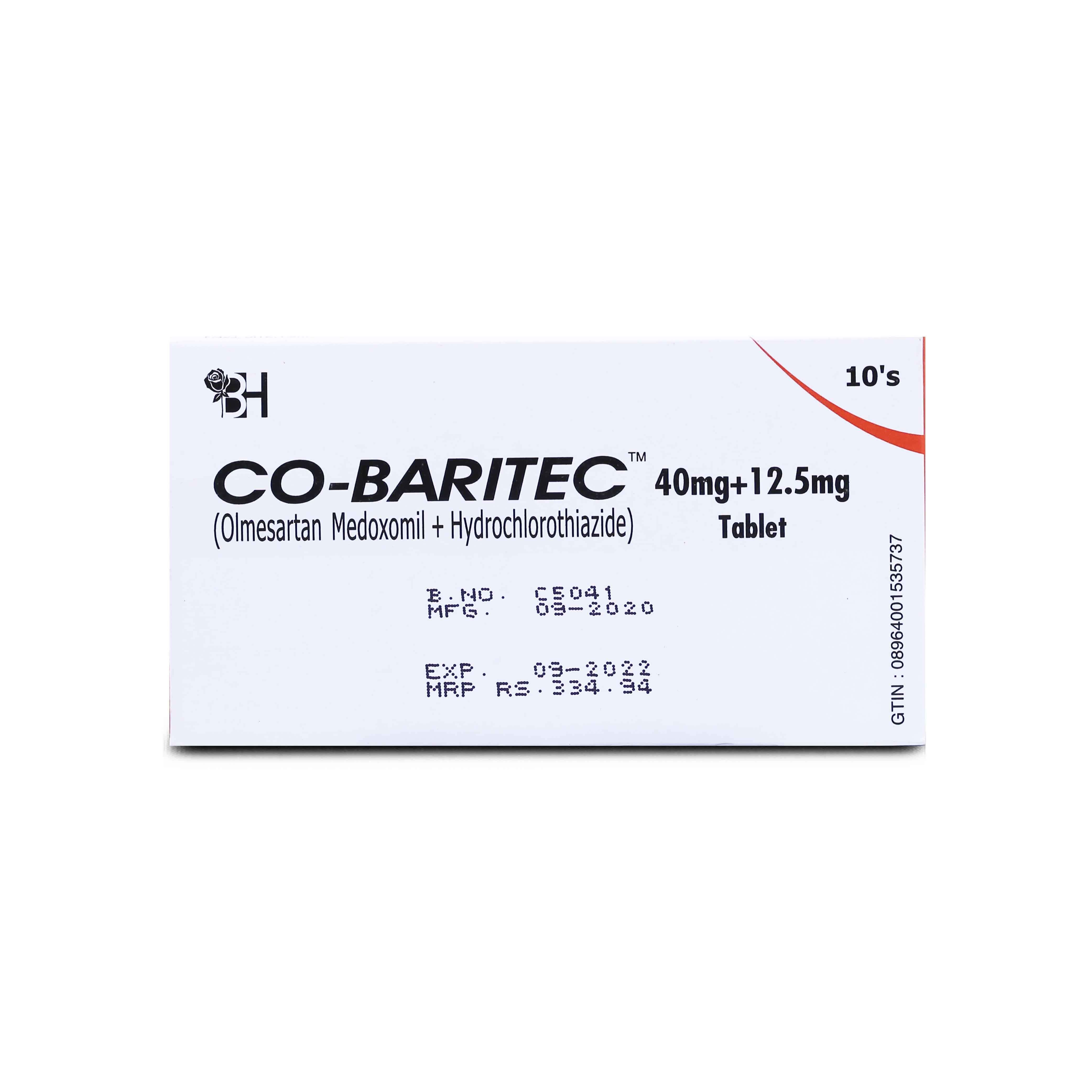Co-Baritec 12.5mg+40mg Tablet 10 'S - Benefits And Side Effects